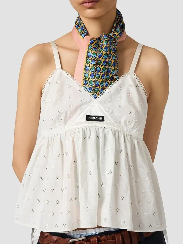 Miu Miu Slubbed Eyelet Poplin Top