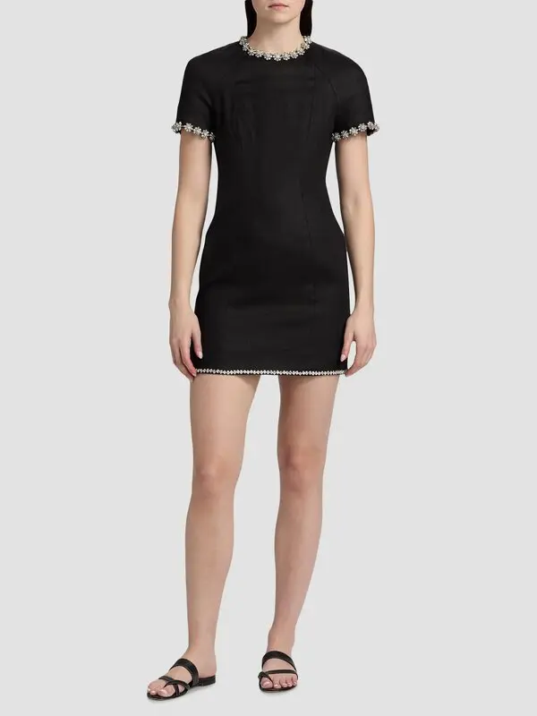 Zimmermann Story Embellished Linen Minidress