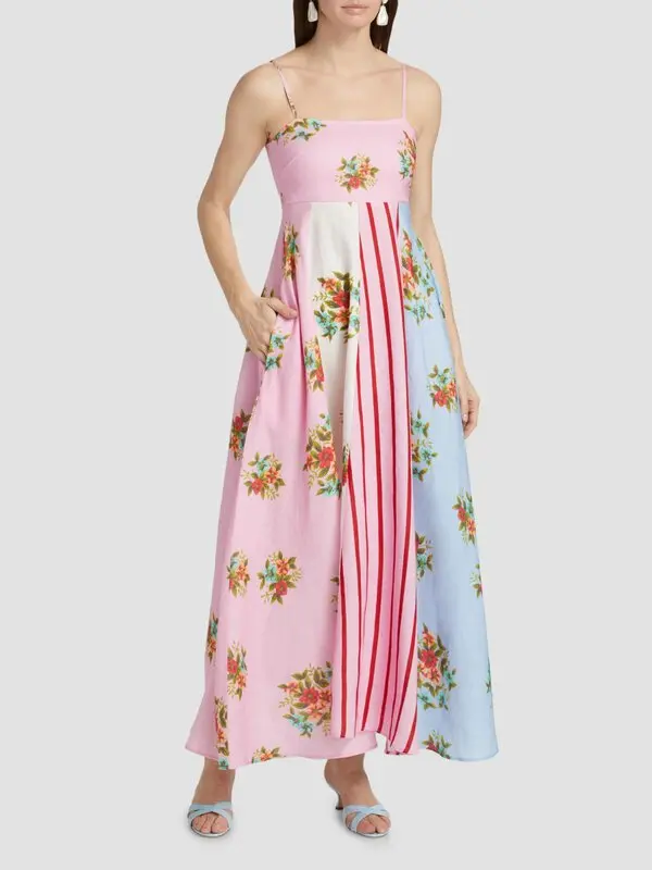 ASTON STUDIO Lucille Belted Floral Linen Shirtdress