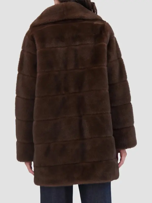 LYLA GRANT Faux Fur Mink Stroller Coat - Brown