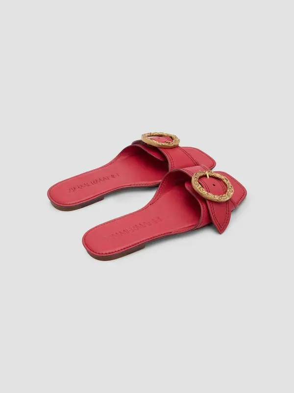Zimmermann Solena Leather Slip-on Sandals - Cherry