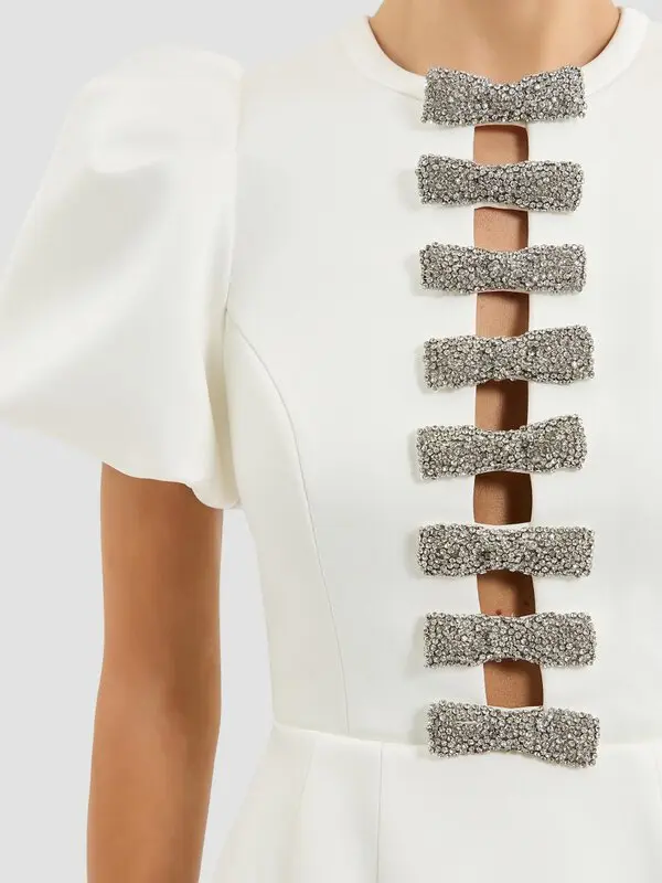 Rebecca Vallance Blaise Embellished-bow Puff-sleeve Minidress