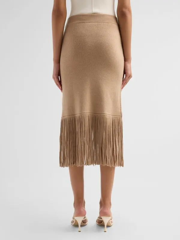 Cara Cara Delphi Knit Fringe Merino Wool Midi Skirt