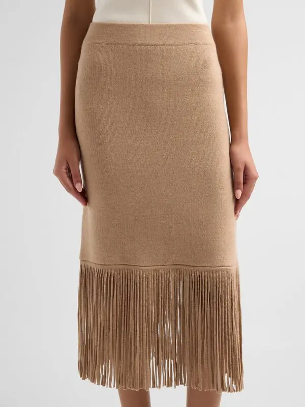 Cara Cara Delphi Knit Fringe Merino Wool Midi Skirt