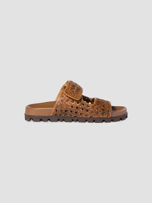 Miu Miu Woven Leather Sandals - Brown