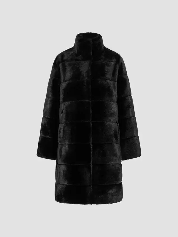 LYLA GRANT Faux Fur Mink Reversible Short Coat - Black