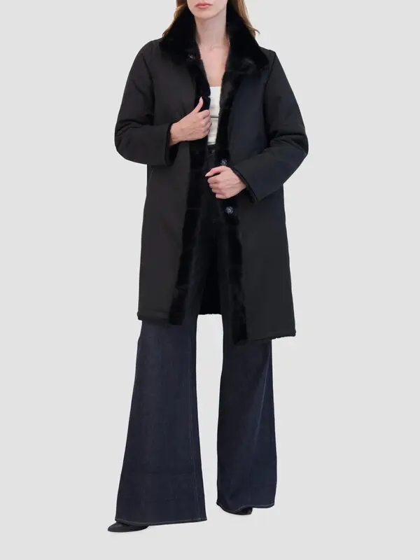 LYLA GRANT Faux Fur Mink Reversible Short Coat - Black