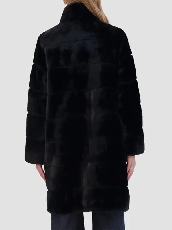 LYLA GRANT Faux Fur Mink Reversible Short Coat - Black