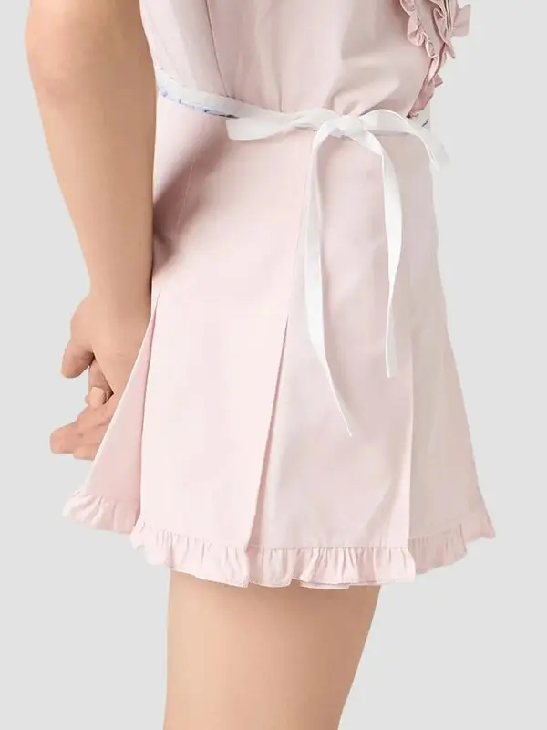 Miu Miu Poplin Pleated Miniskirt - Pink