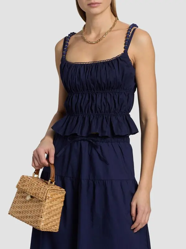 Peixoto Amelia Ruffle Crop Top - Navy