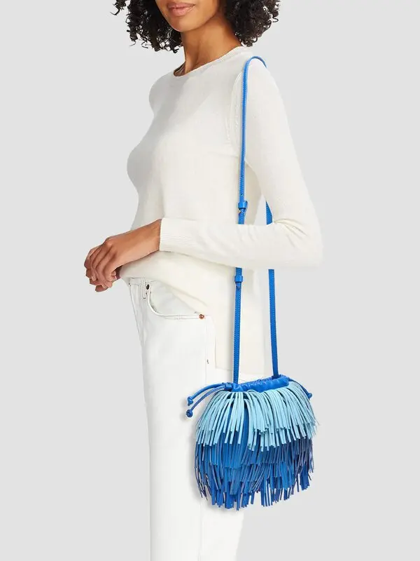 Zimmermann Fringed Leather Crossbody Bag - Light Blue