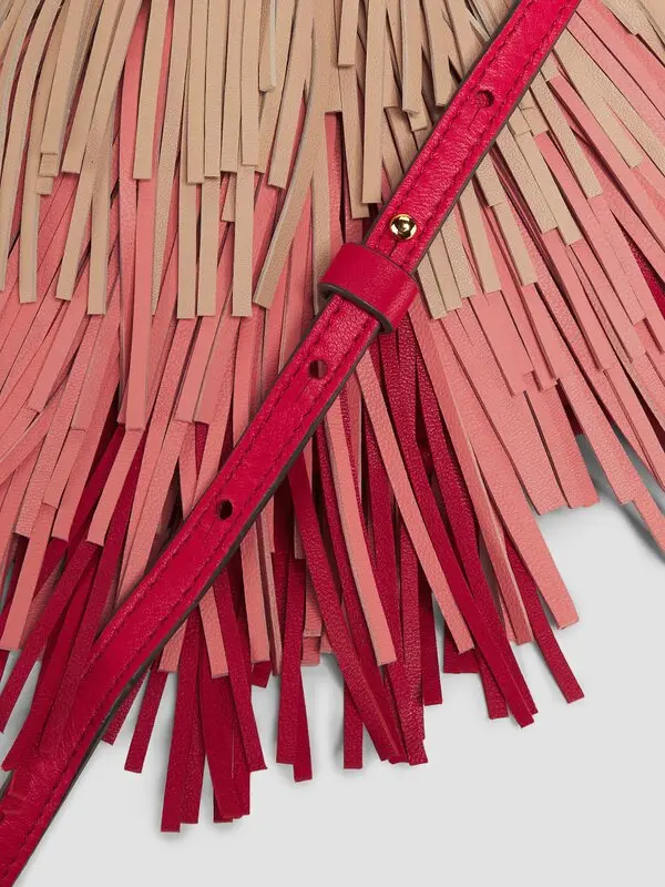 Zimmermann Colorblocked Fringed Leather Crossbody Bag - Pink