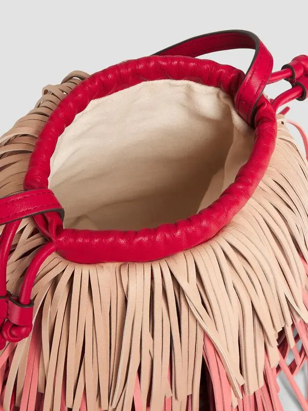 Zimmermann Colorblocked Fringed Leather Crossbody Bag - Pink