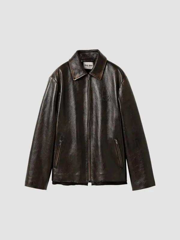 Miu Miu Nappa Leather Jacket - Brown