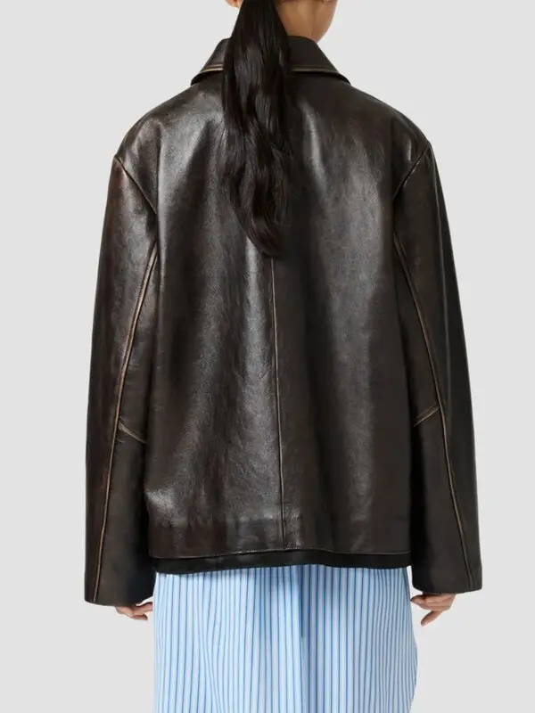 Miu Miu Nappa Leather Jacket - Brown