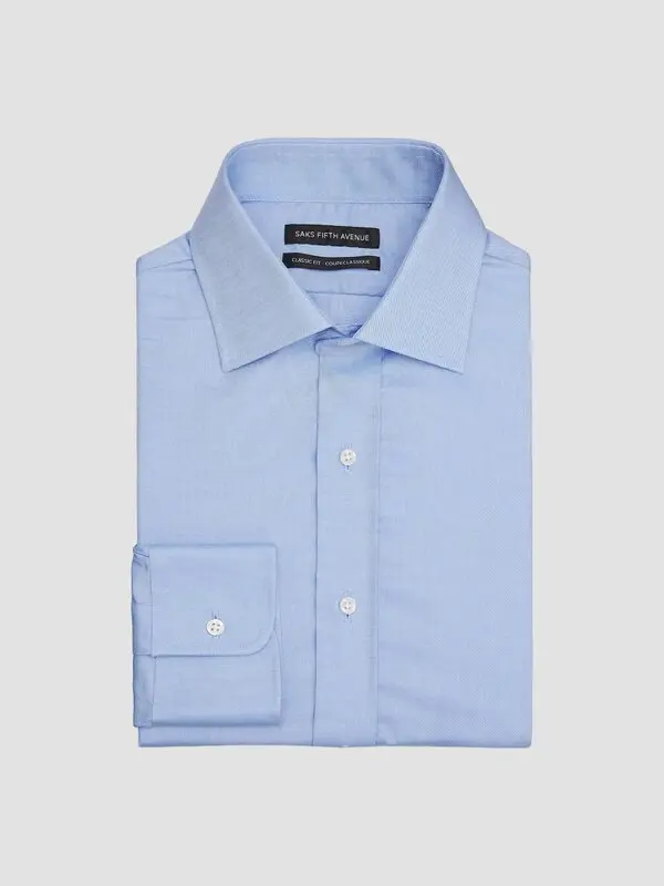 SAKS FIFTH AVENUE Collection Solid Twill Classic-fit Shirt - Blue