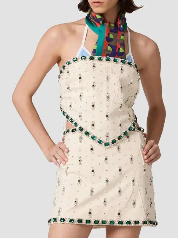 Miu Miu Embroidered Canvas Top