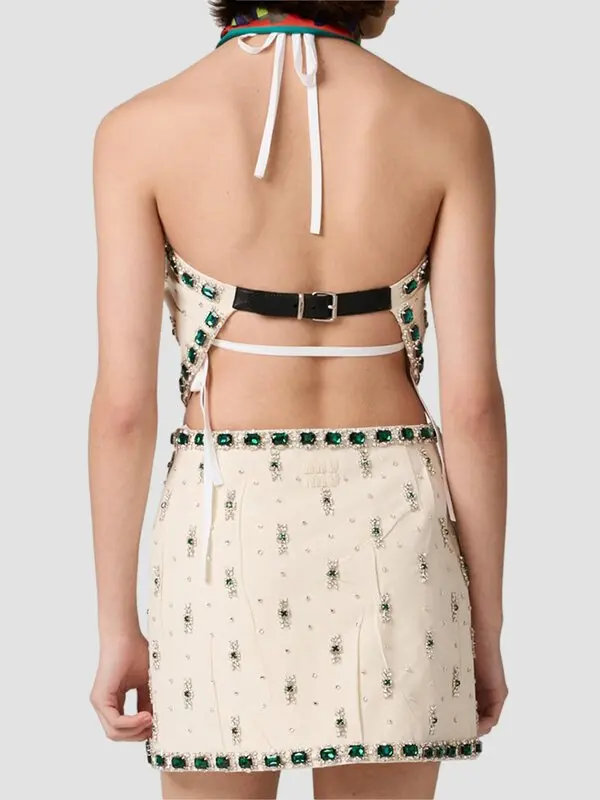 Miu Miu Embroidered Canvas Top