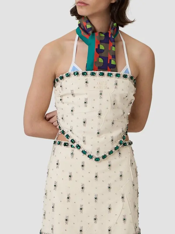 Miu Miu Embroidered Canvas Top