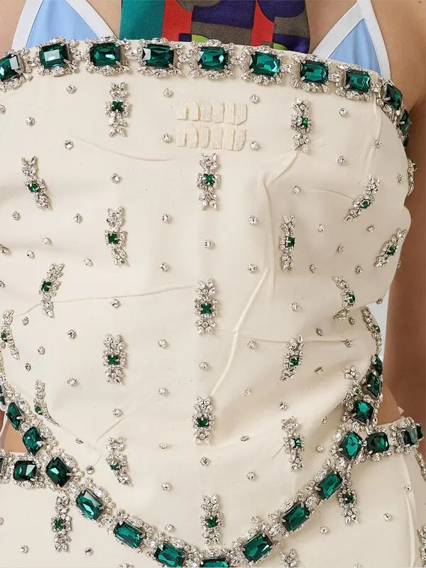Miu Miu Embroidered Canvas Top
