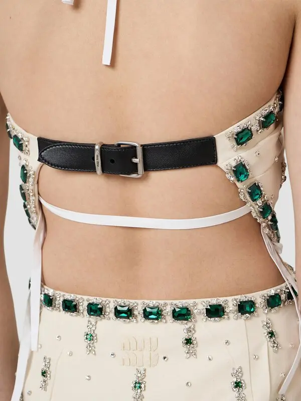 Miu Miu Embroidered Canvas Top