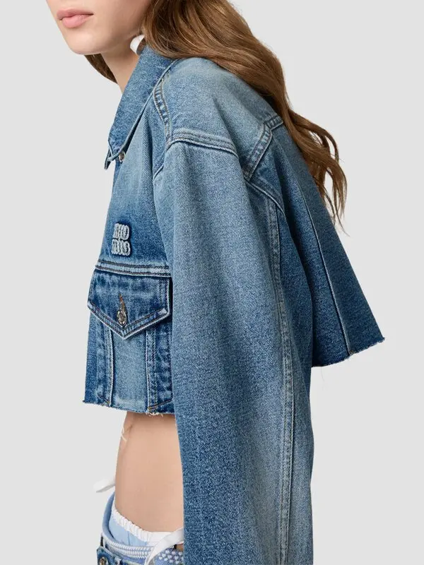 Miu Miu Cropped Washed Denim Jacket