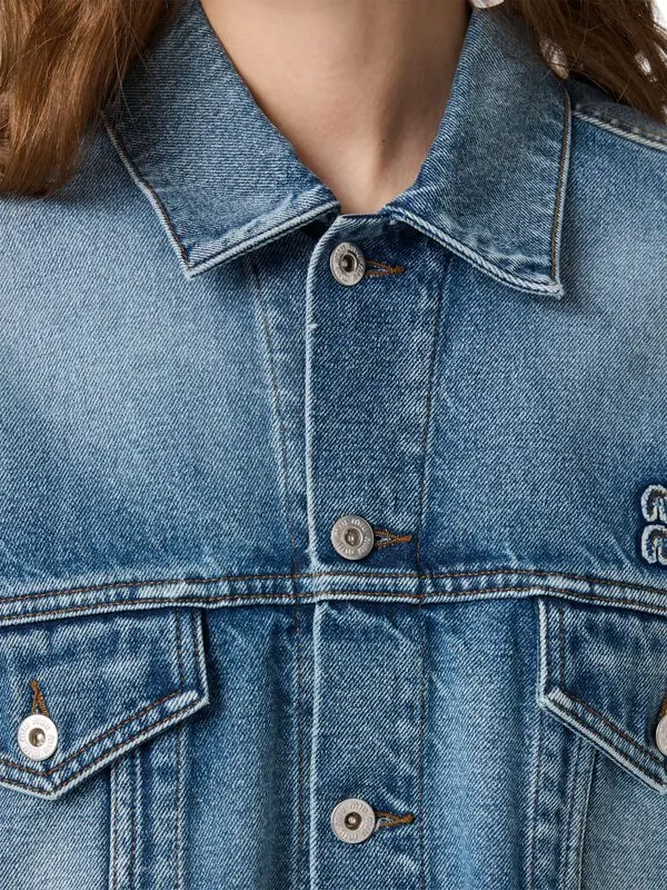 Miu Miu Cropped Washed Denim Jacket