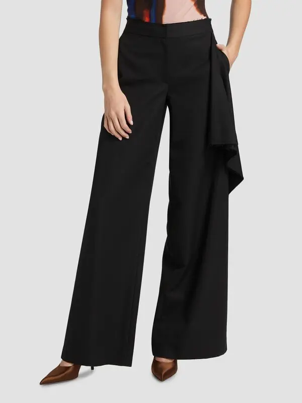 JASON WU Draped Wool-silk Straight-leg Pants