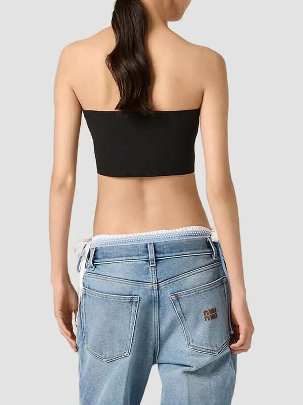 Miu Miu Washed Denim Bandeau Top