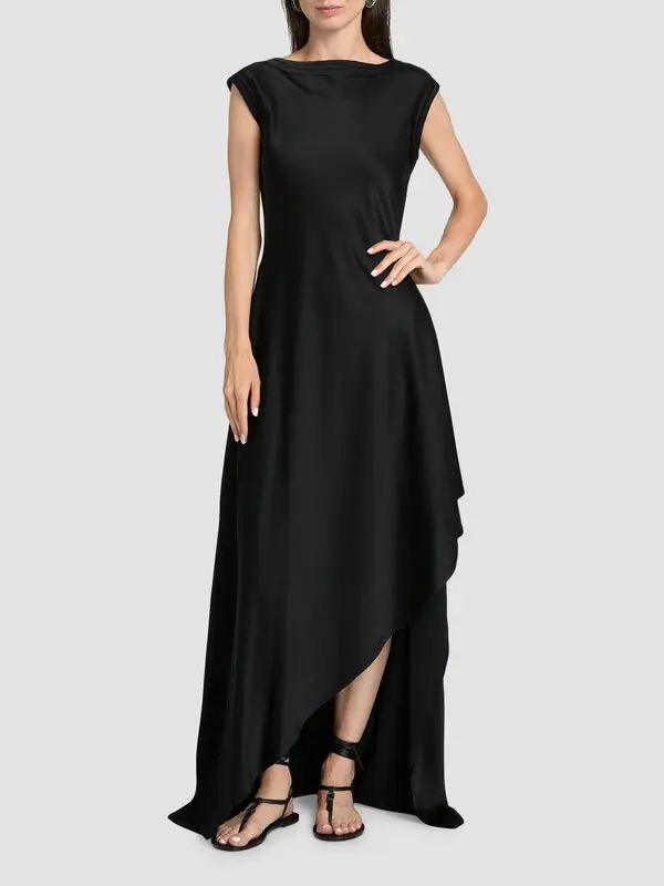 JASON WU Asymmetric Satin Fit & Flare Gown
