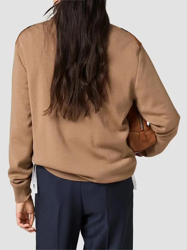 Miu Miu Wool And Suede Sweater - Brown