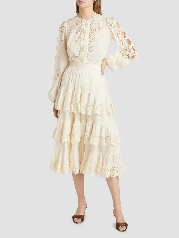 Zimmermann Lucky Embroidered Cotton Blouse