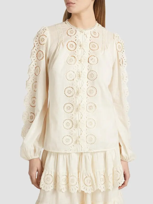 Zimmermann Lucky Embroidered Cotton Blouse