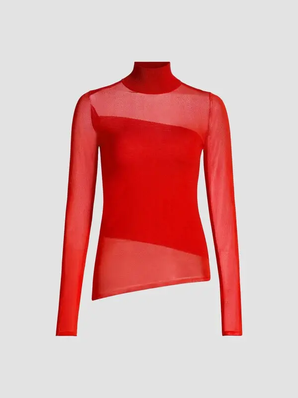JASON WU Sheer Merino Wool Asymmetric Top