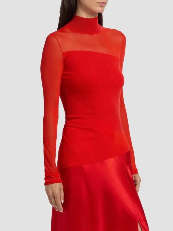 JASON WU Sheer Merino Wool Asymmetric Top