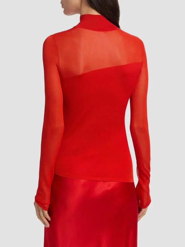 JASON WU Sheer Merino Wool Asymmetric Top