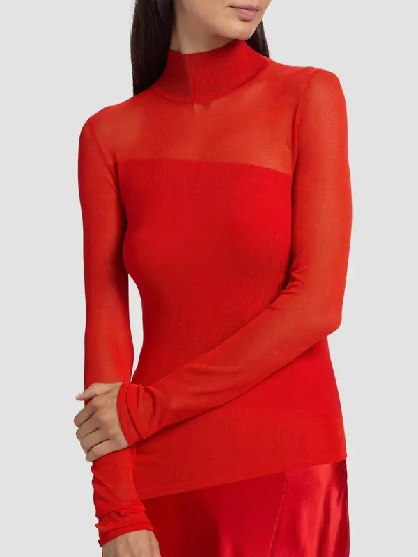 JASON WU Sheer Merino Wool Asymmetric Top