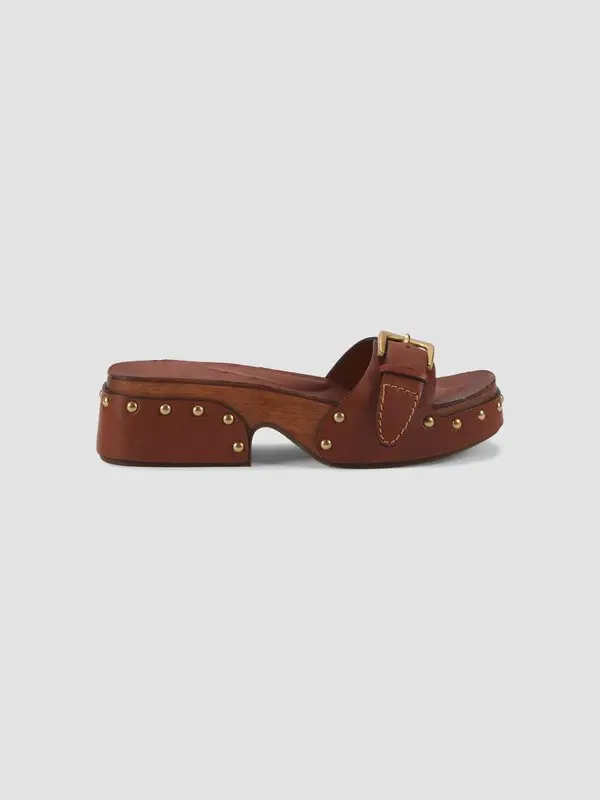 Zimmermann Alight 40mm Studded Leather Platform Mules - Pecan
