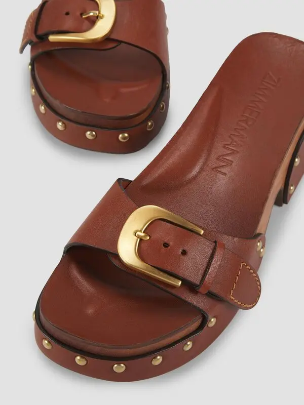 Zimmermann Alight 40mm Studded Leather Platform Mules