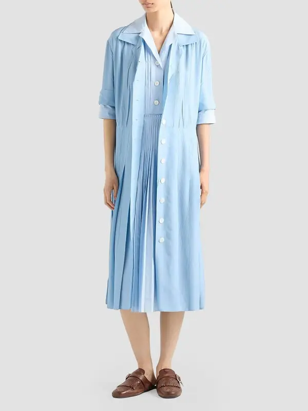 Prada Pongé And Poplin Shirt Dress