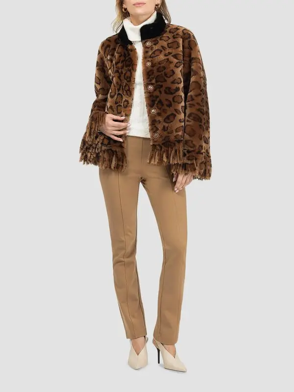 Gorski Shearling Lamb Coat With Fringes