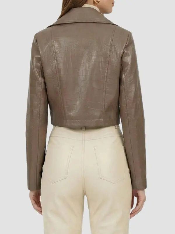 Gorski Select Nappa Leather Croco Embossed Bolero - Camel