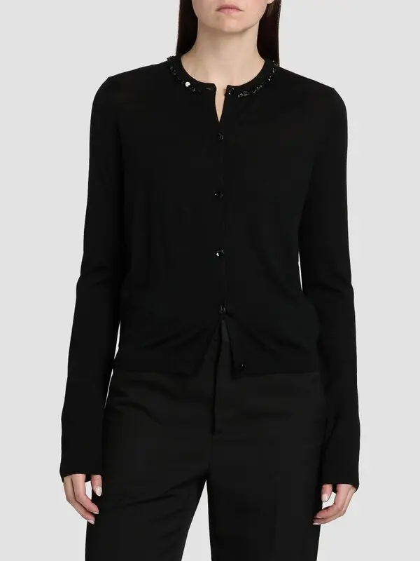JASON WU Beaded Merino Wool Cardigan
