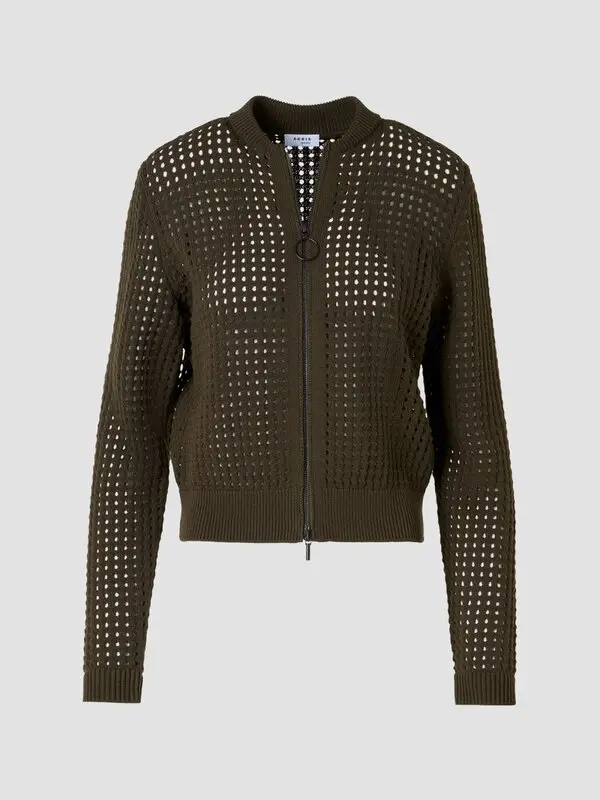Akris Net Cotton Bomber Cardigan