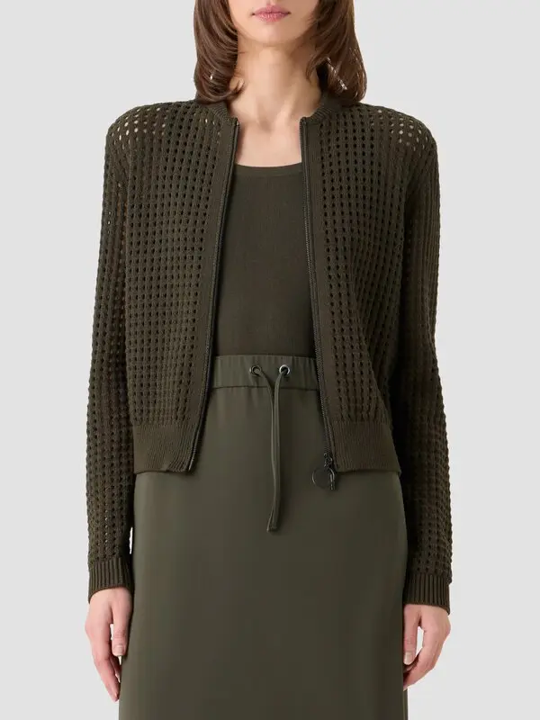 Akris Net Cotton Bomber Cardigan