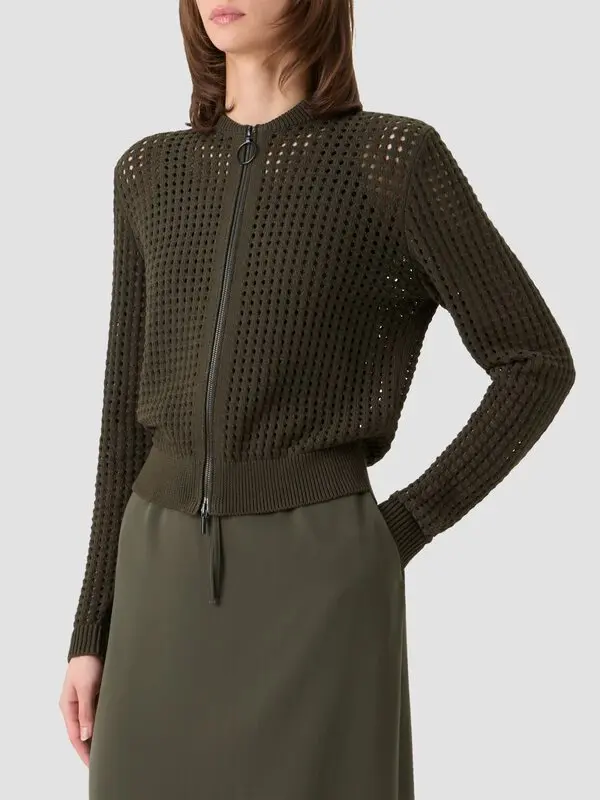 Akris Net Cotton Bomber Cardigan