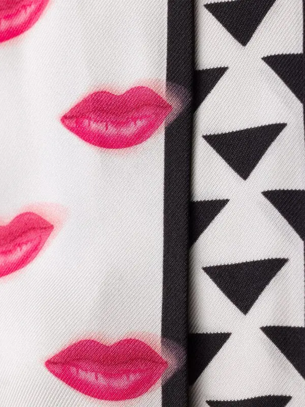 Prada Printed Silk Twill Skinny Scarf - Black