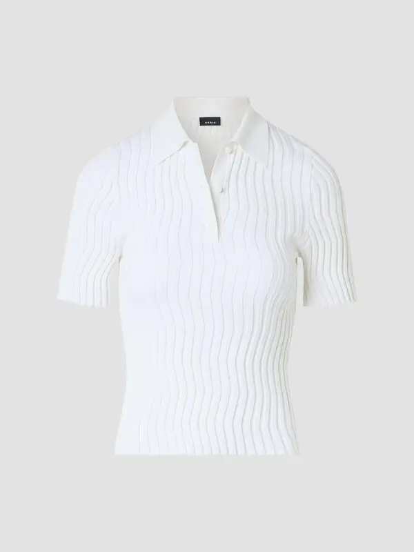 Akris Wave Rib-knit Stretch Silk-cotton Polo Top