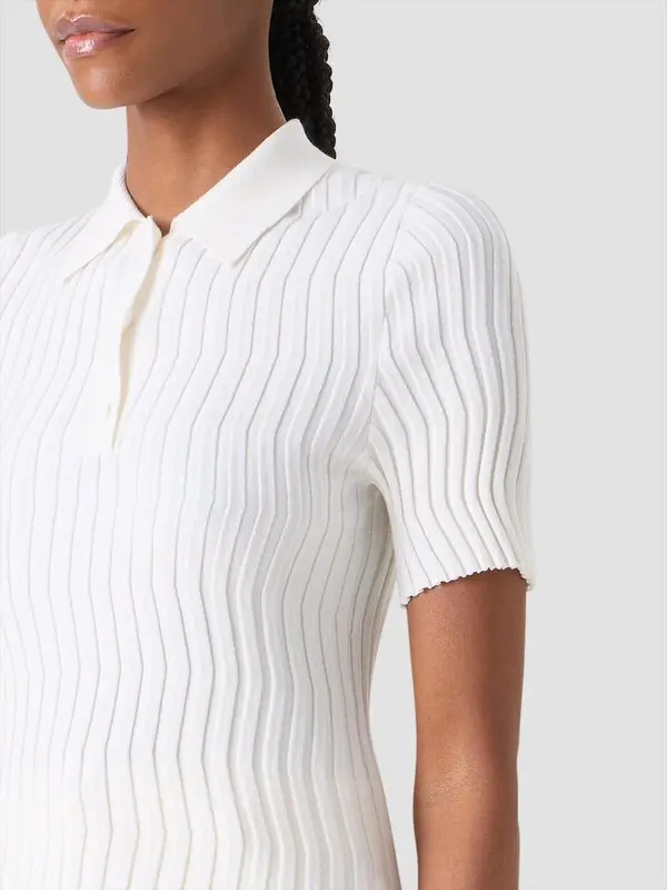 Akris Wave Rib-knit Stretch Silk-cotton Polo Top