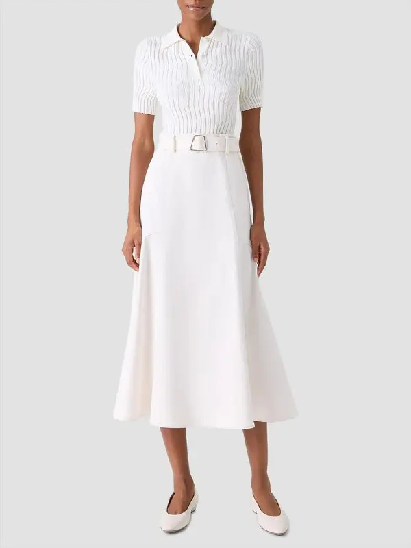 Akris Wave Rib-knit Stretch Silk-cotton Polo Top